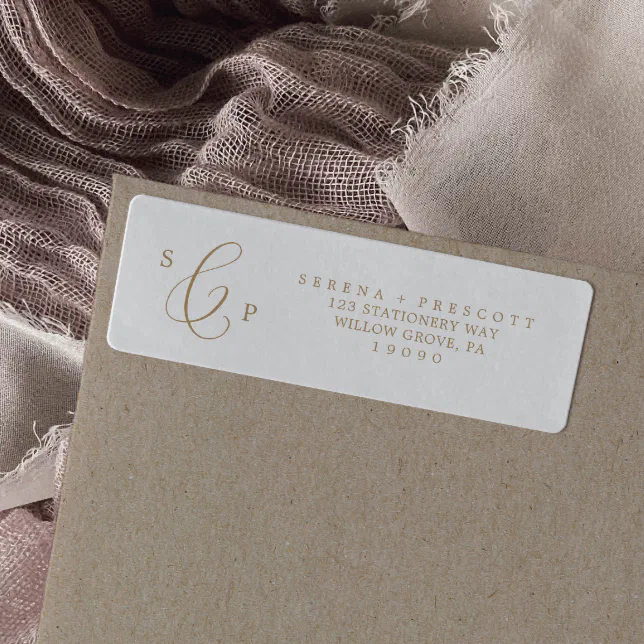 Delicate Gold Calligraphy Return Address Label | Zazzle