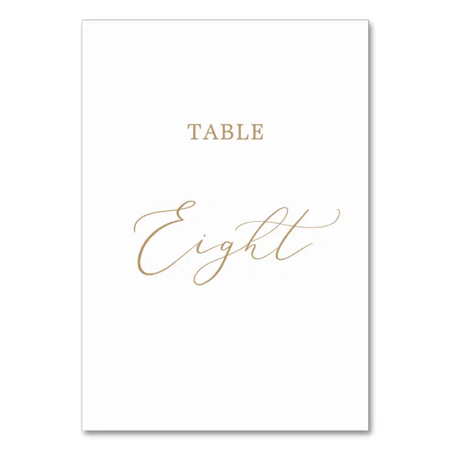 Delicate Gold Calligraphy Table Eight Table Number | Zazzle