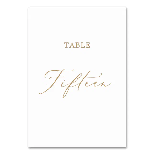 Delicate Gold Calligraphy Table Fifteen Table Number | Zazzle