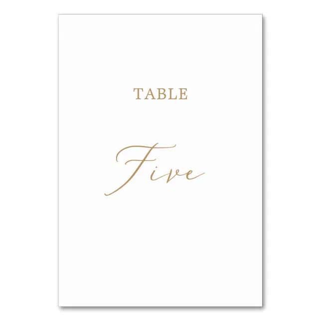 Delicate Gold Calligraphy Table Five Table Number | Zazzle