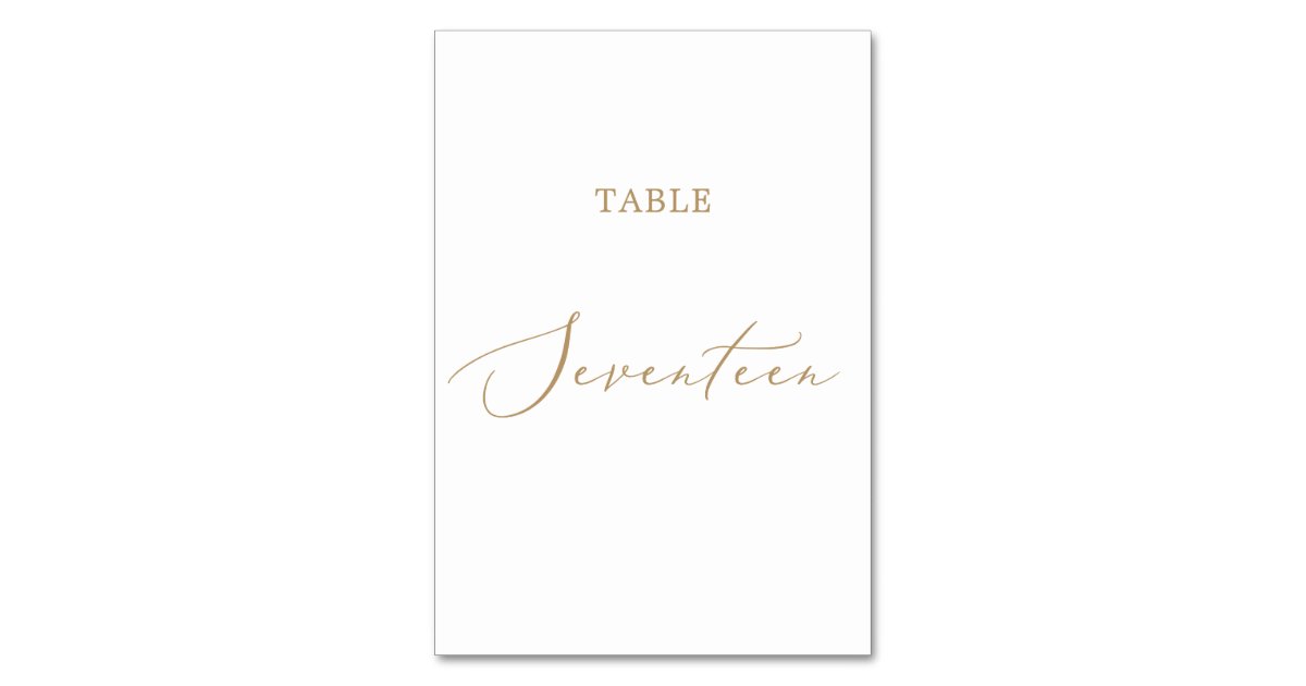 Delicate Gold Calligraphy Table Seventeen Number | Zazzle