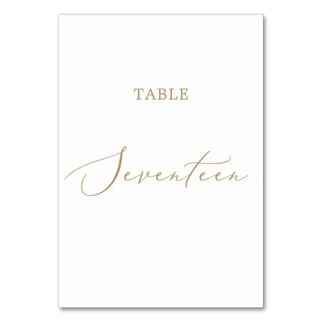 Delicate Gold Calligraphy Table Seventeen Table Number | Zazzle