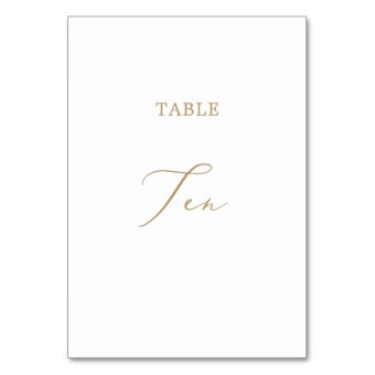 Delicate Gold Calligraphy Table Ten Table Number | Zazzle