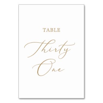 Delicate Gold Calligraphy Table Thirty One Table Number | Zazzle