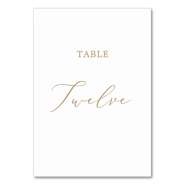 Delicate Gold Calligraphy Table Twelve Table Number | Zazzle