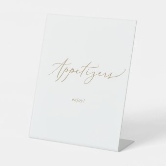 Delicate Gold Calligraphy Wedding Appetizers Pedestal Sign | Zazzle