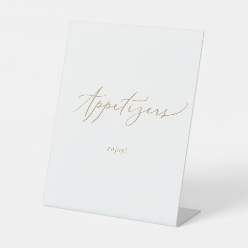 Delicate Gold Calligraphy Wedding Appetizers Pedestal Sign | Zazzle