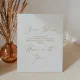 Delicate Gold Calligraphy Wedding Glass Pedestal Sign | Zazzle