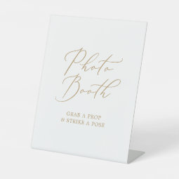 Delicate Gold Calligraphy Wedding Photo Booth Pedestal Sign | Zazzle