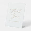 Delicate Gold Calligraphy Wedding Thank You Pedestal Sign | Zazzle