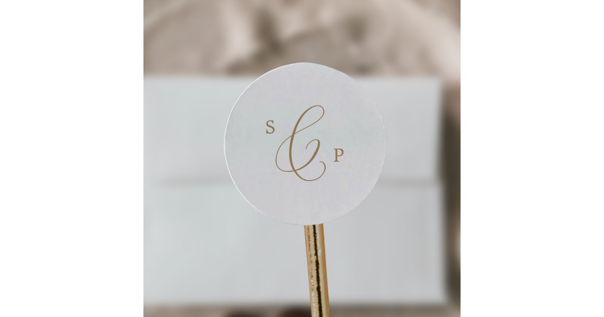 Delicate Gold Monogram Wedding Envelope Seals | Zazzle