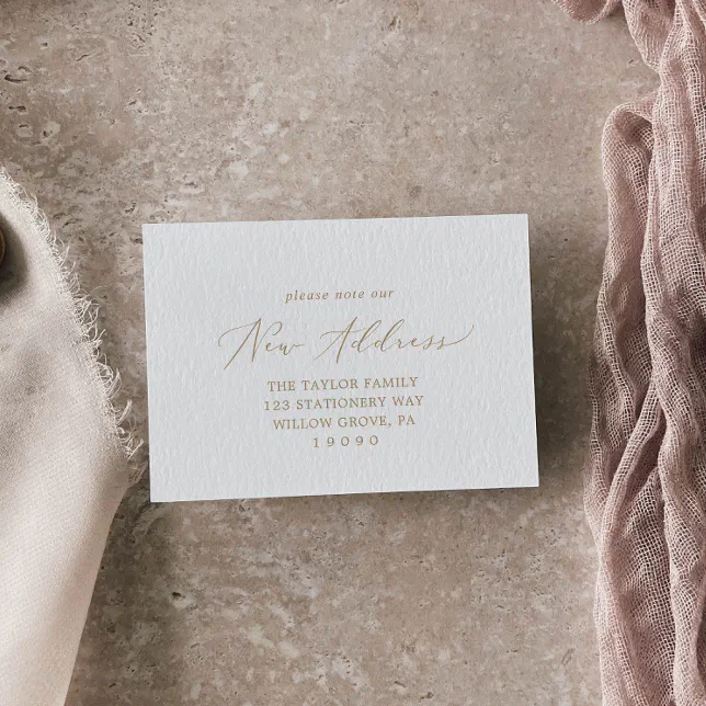 Delicate Gold New Home Change of Address Card | Zazzle