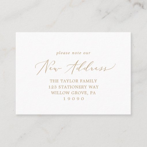 Delicate Gold New Home Change of Address Card | Zazzle