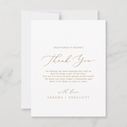 Delicate Gold Printable Thank You Reception Card | Zazzle