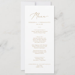 Delicate Gold Printed or Printable Menu Card | Zazzle