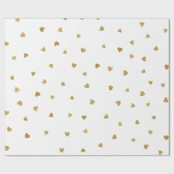 Delicate Gold Sepia Hearts Confetti White Favor Wrapping Paper | Zazzle