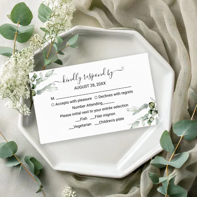 Delicate Greenery Eucalyptus Wedding RSVP Enclosure Card | Zazzle