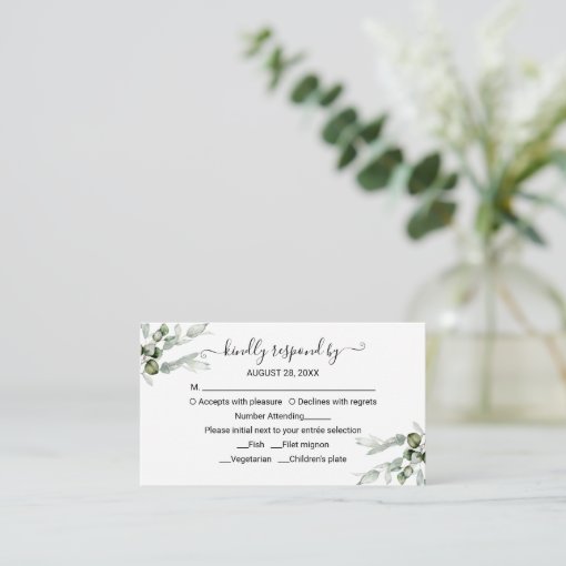 Delicate Greenery Eucalyptus Wedding RSVP Enclosure Card | Zazzle
