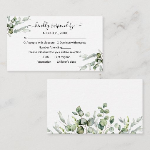 Delicate Greenery Eucalyptus Wedding RSVP Enclosure Card | Zazzle