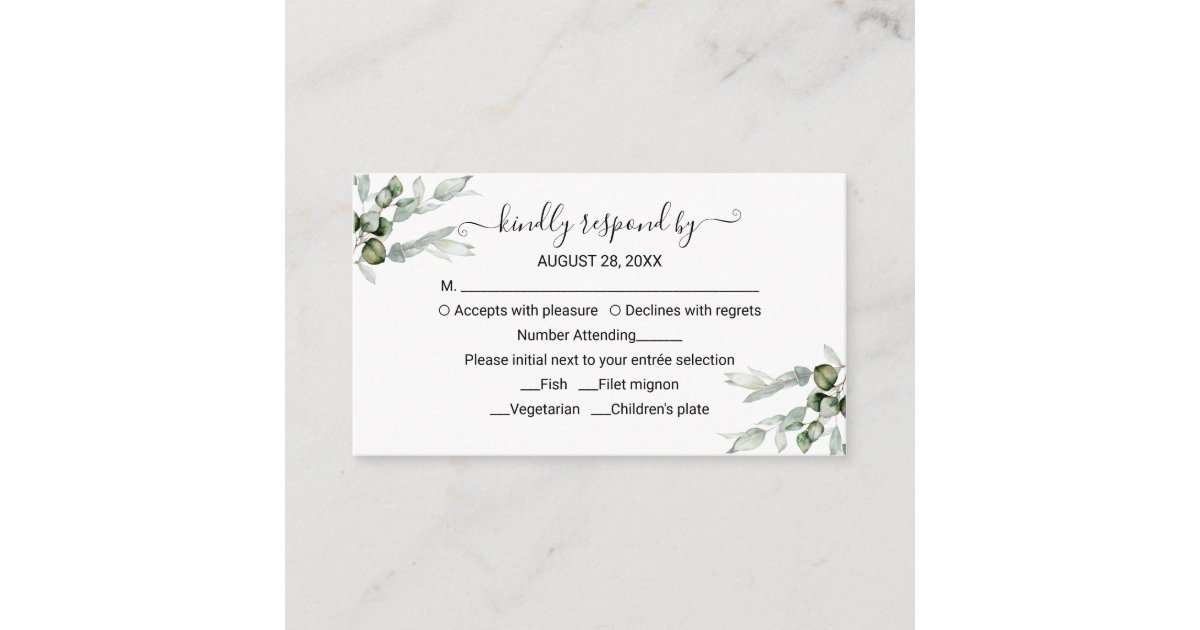 Delicate Greenery Eucalyptus Wedding RSVP Enclosure Card | Zazzle