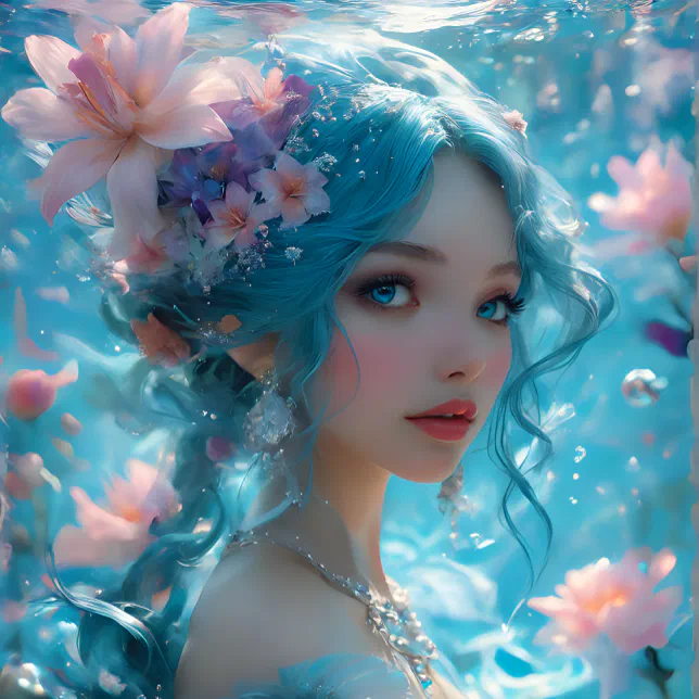 Delicate Icy Blue Mermaid Decoupage Paper v1 | Zazzle