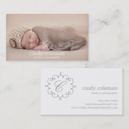 Delicate Initial Business Cards with Logo | Zazzle