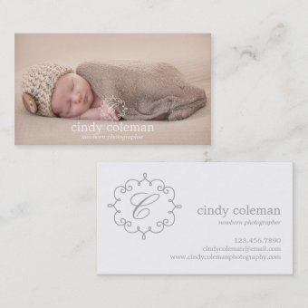 Delicate Initial Business Cards with Logo | Zazzle