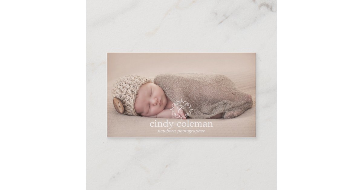 Delicate Initial Business Cards with Logo | Zazzle