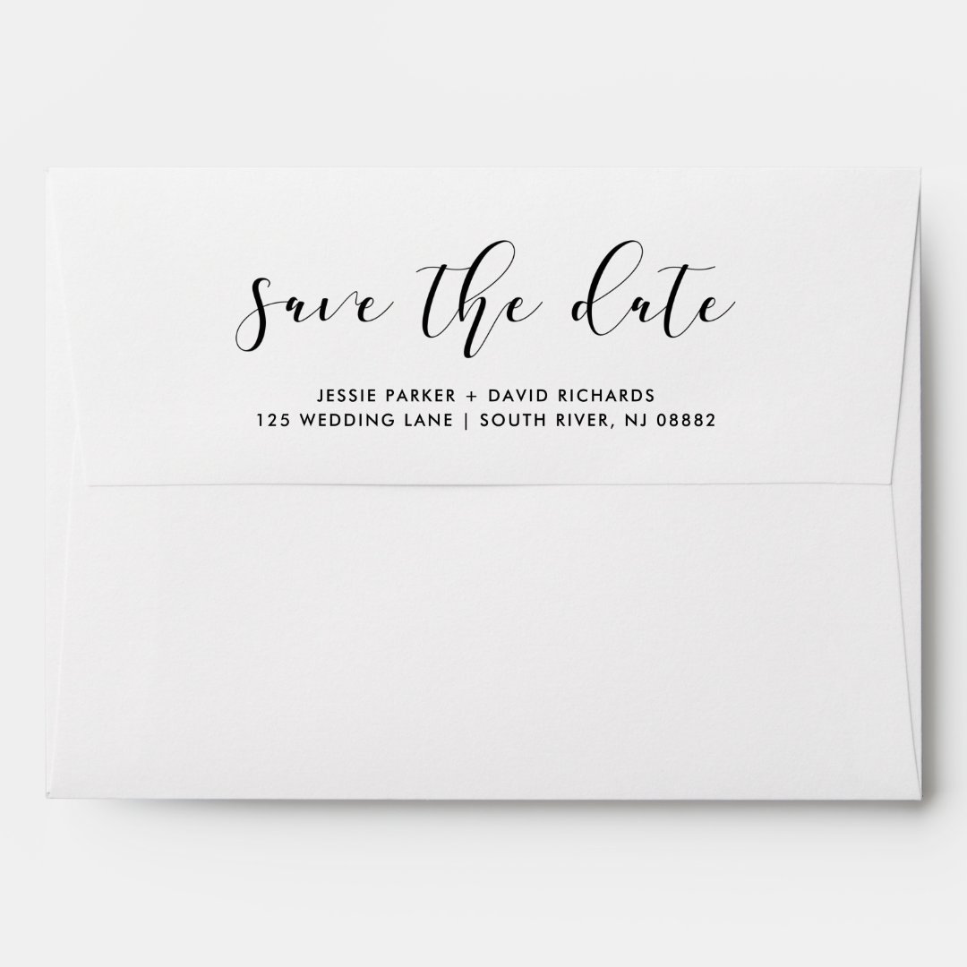 Delicate Love | Elegant Calligraphy Save the Date Envelope | Zazzle