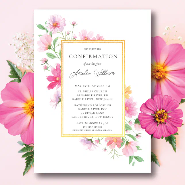 Delicate Petals Confirmation Invitation | Zazzle