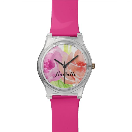 Pink glitter watch for girls with faux glimmers | Zazzle.com