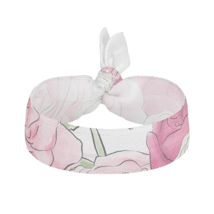 Delicate Pink Floral Ribbon Hair Tie | Zazzle