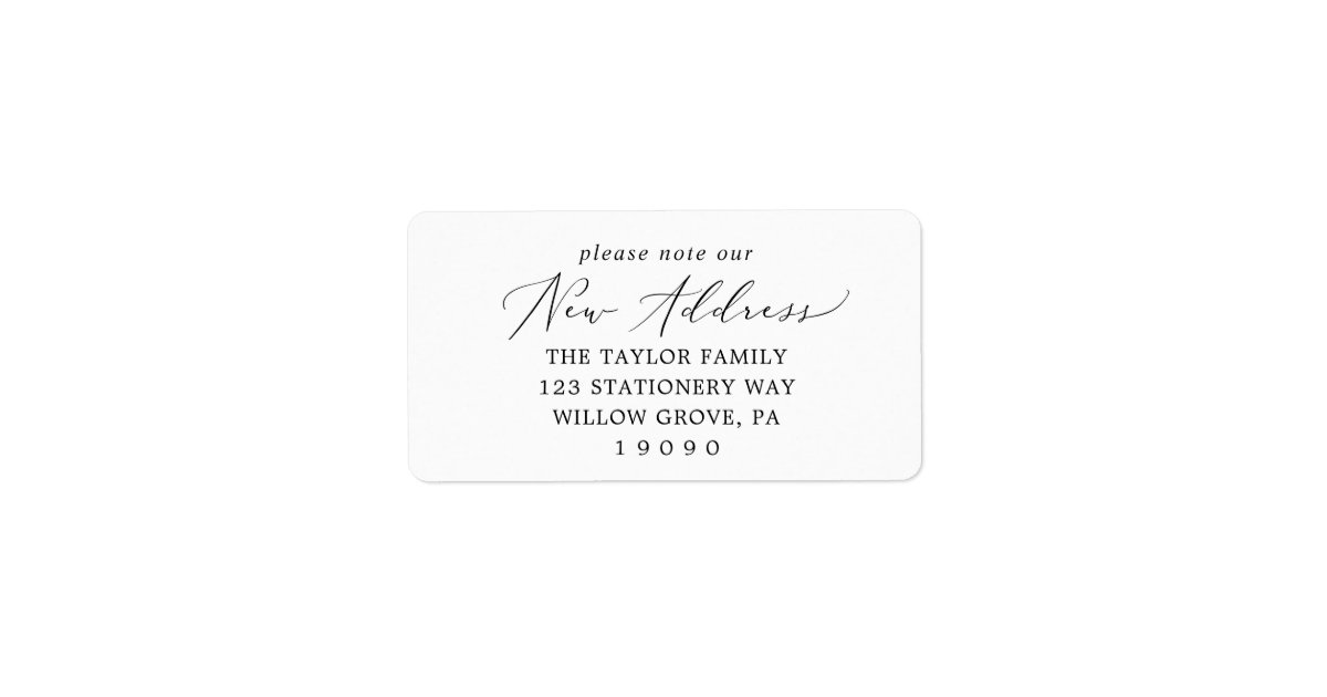 Delicate Please Note Our New Address Label | Zazzle