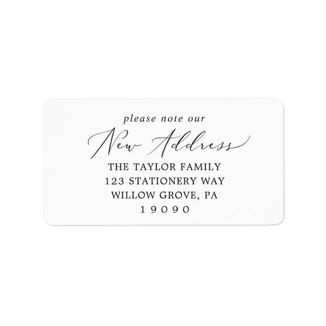 Delicate Please Note Our New Address Label | Zazzle