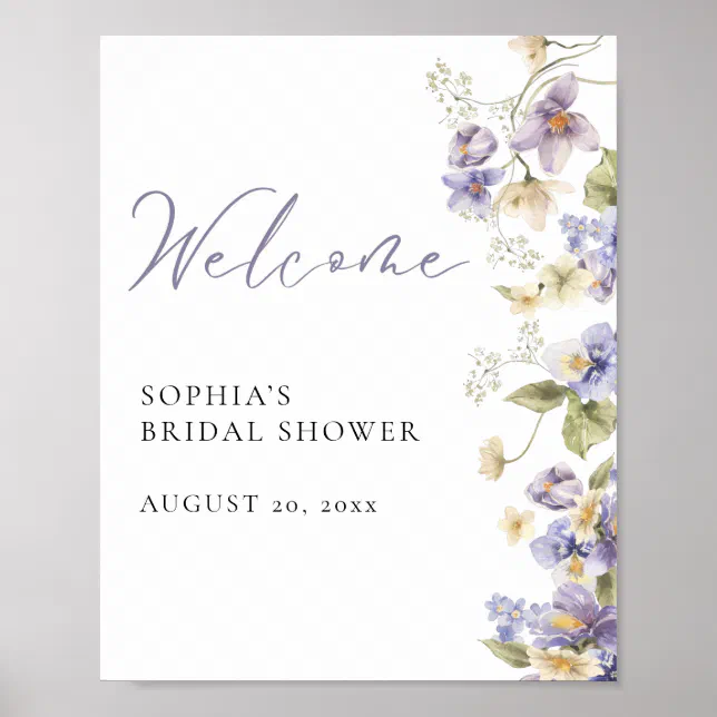Delicate Purple and White Floral Welcome Sign | Zazzle