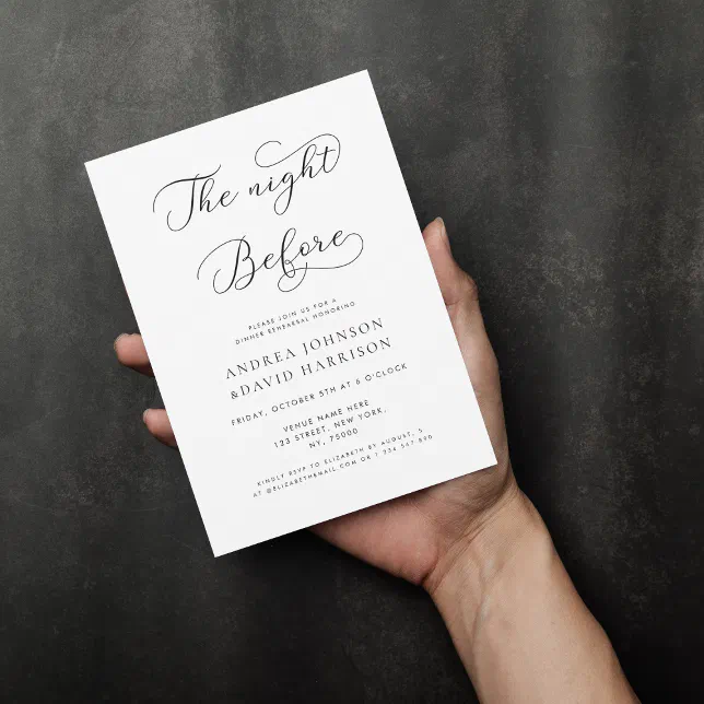 Delicate Script The Night Before Rehearsal Dinner Invitation | Zazzle