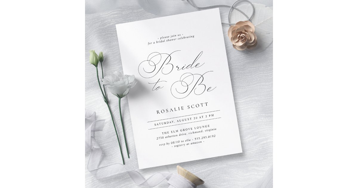 Delicate Script | Vintage Classic Bridal Shower Invitation | Zazzle