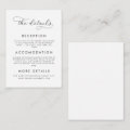 Delicate Script Wedding Details Minimalist White Enclosure Card | Zazzle