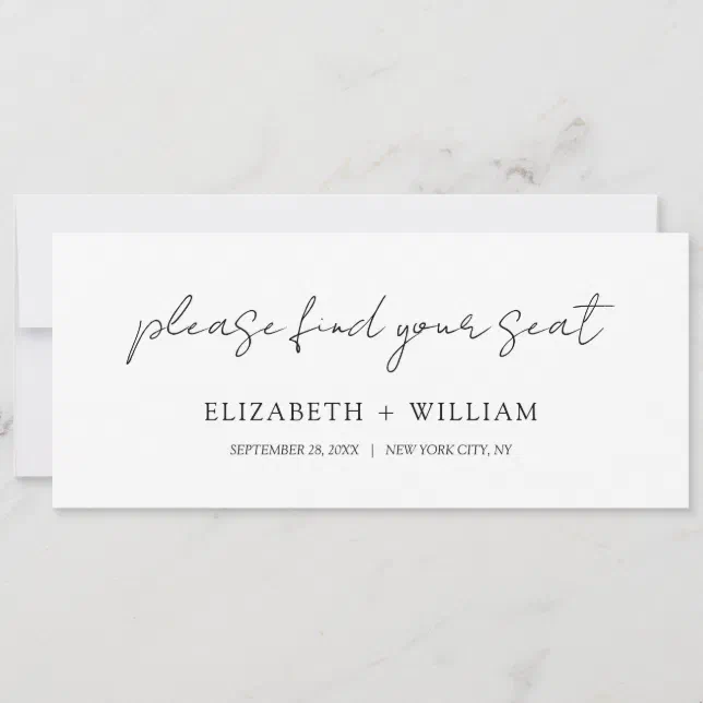 Delicate Script Wedding Table Seating Header Card | Zazzle