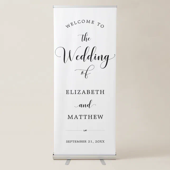 Delicate Script Wedding Welcome Banner with Stand | Zazzle