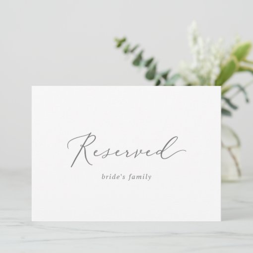 Delicate Silver Calligraphy Reserved Sign | Zazzle