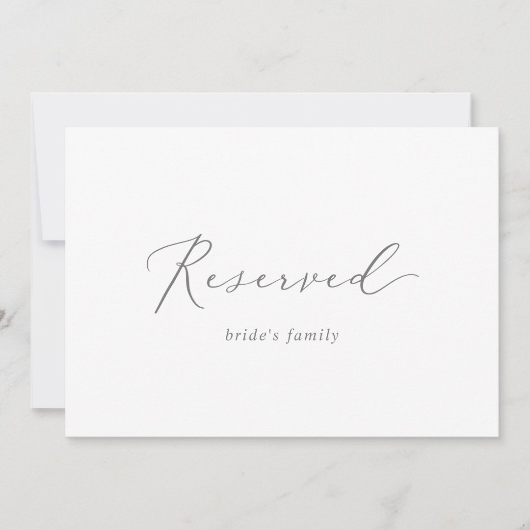 Delicate Silver Calligraphy Reserved Sign | Zazzle
