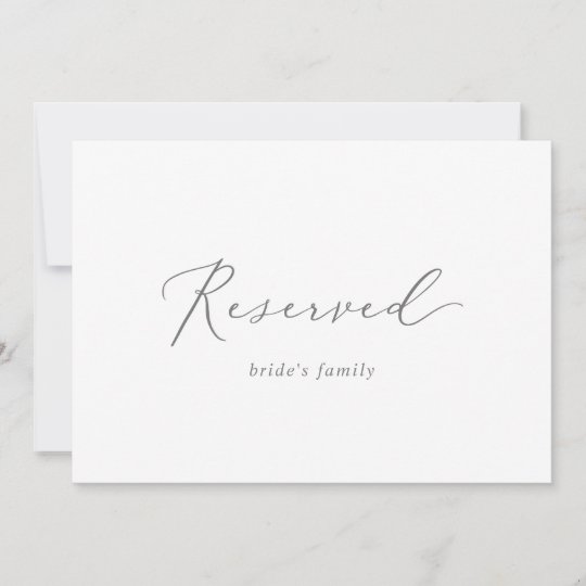 Delicate Silver Calligraphy Reserved Sign | Zazzle.com