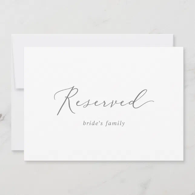 Delicate Silver Calligraphy Reserved Sign | Zazzle