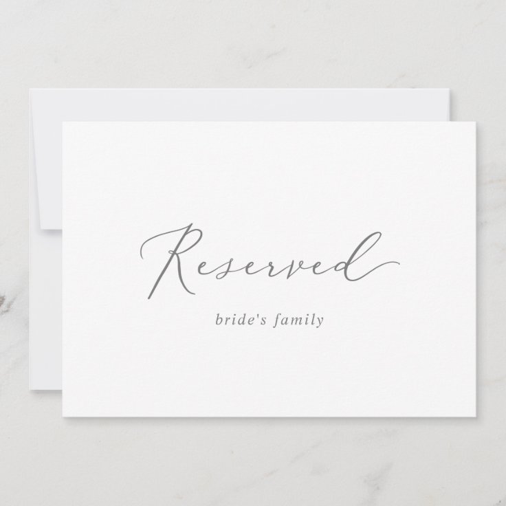 Delicate Silver Calligraphy Reserved Sign | Zazzle
