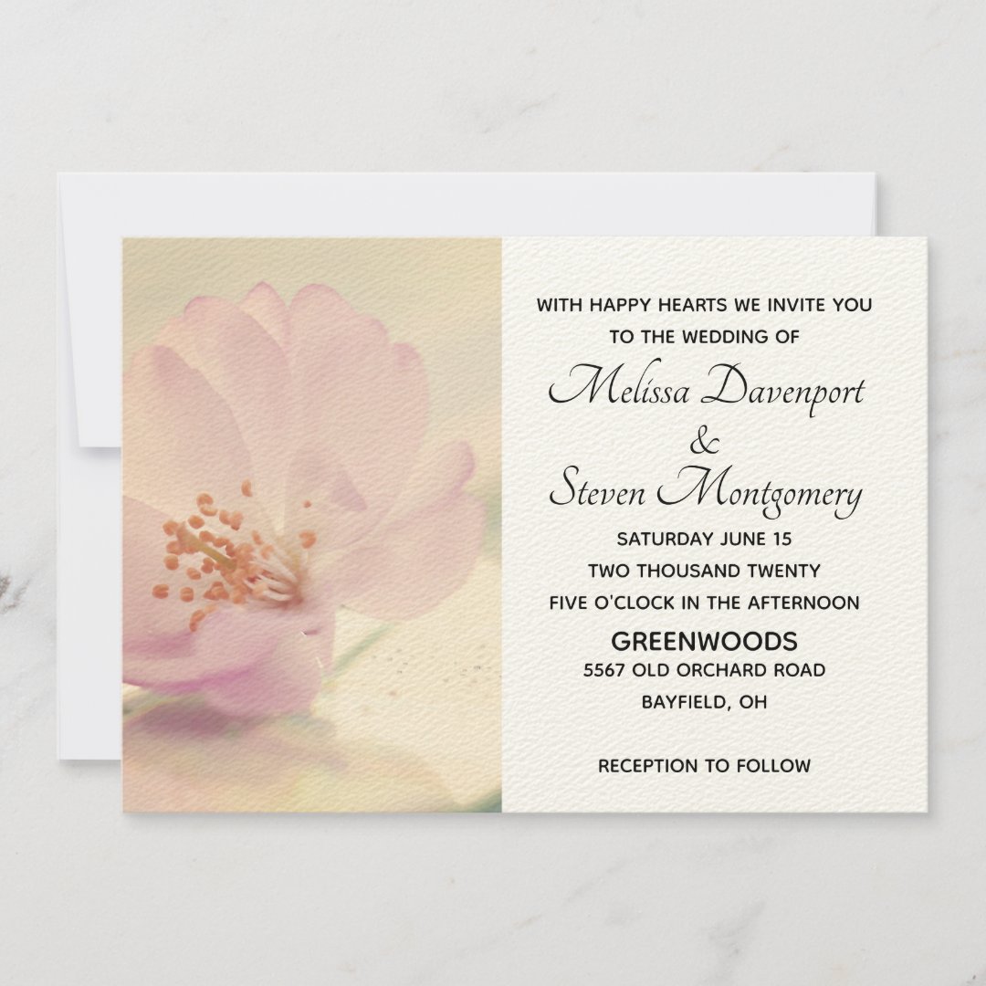 Delicate Soft Pink Cherry Blossom Flower Invitation | Zazzle