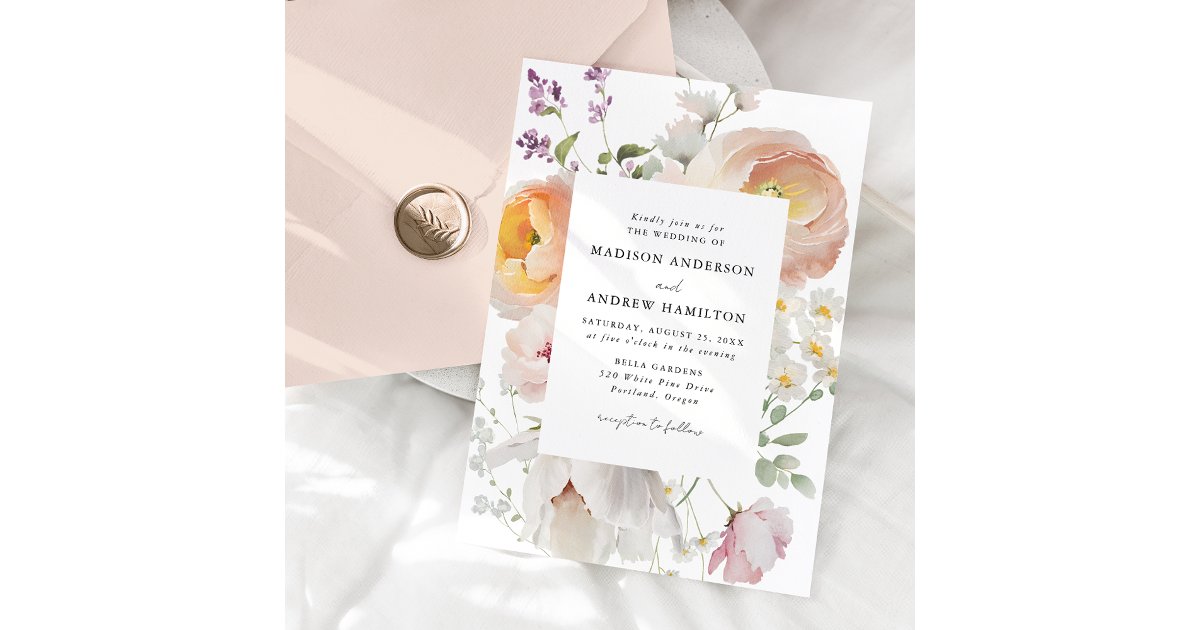 Delicate Spring Floral Wedding Invitation | Zazzle