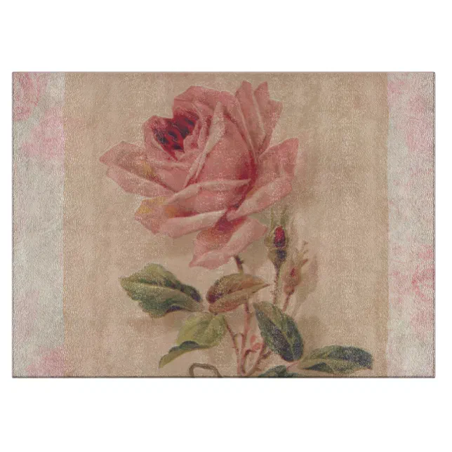 Delicate Victorian Pink Rose Cutting Board | Zazzle