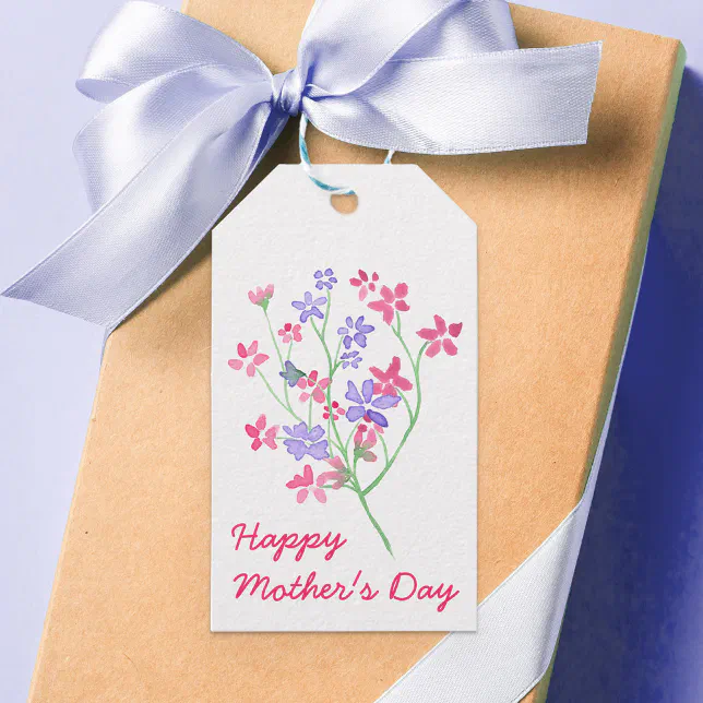 Delicate Watercolor Flowers - Happy Mothers Day Gift Tags | Zazzle