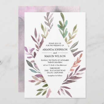 Delicate Watercolor Foliage Wedding Invitation | Zazzle